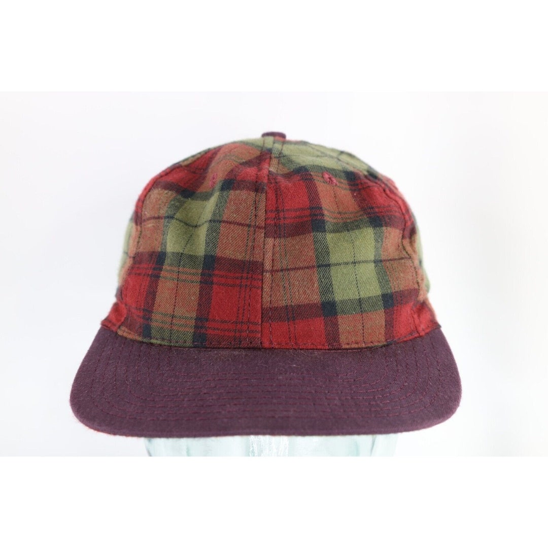 90s Streetwear Faded Rainbow Plaid Snapback Hat Cap Cotton USA - Etsy