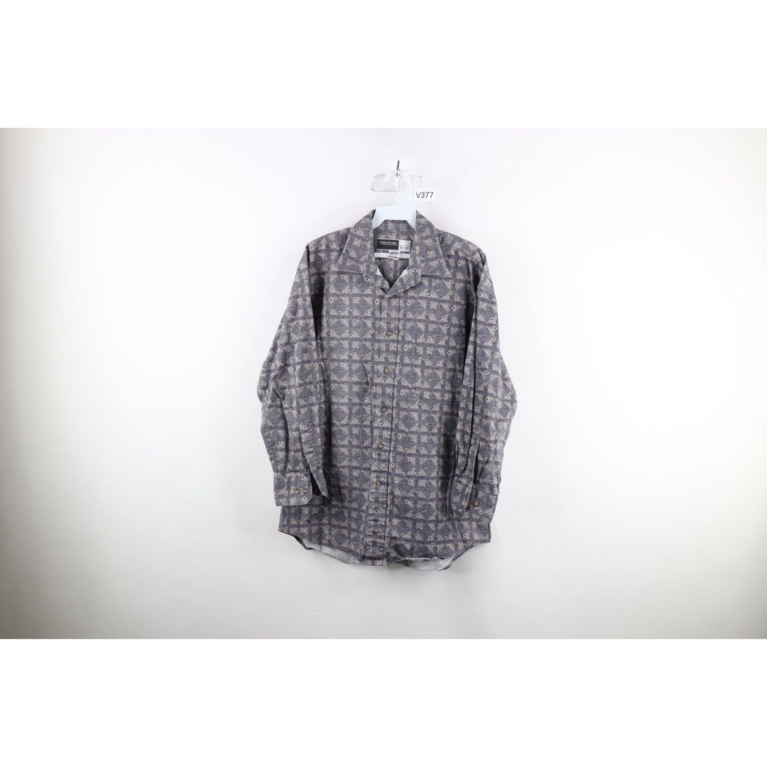 90s Streetwear Mens Medium Faded Paisley Collared Button Shirt Cotton ...