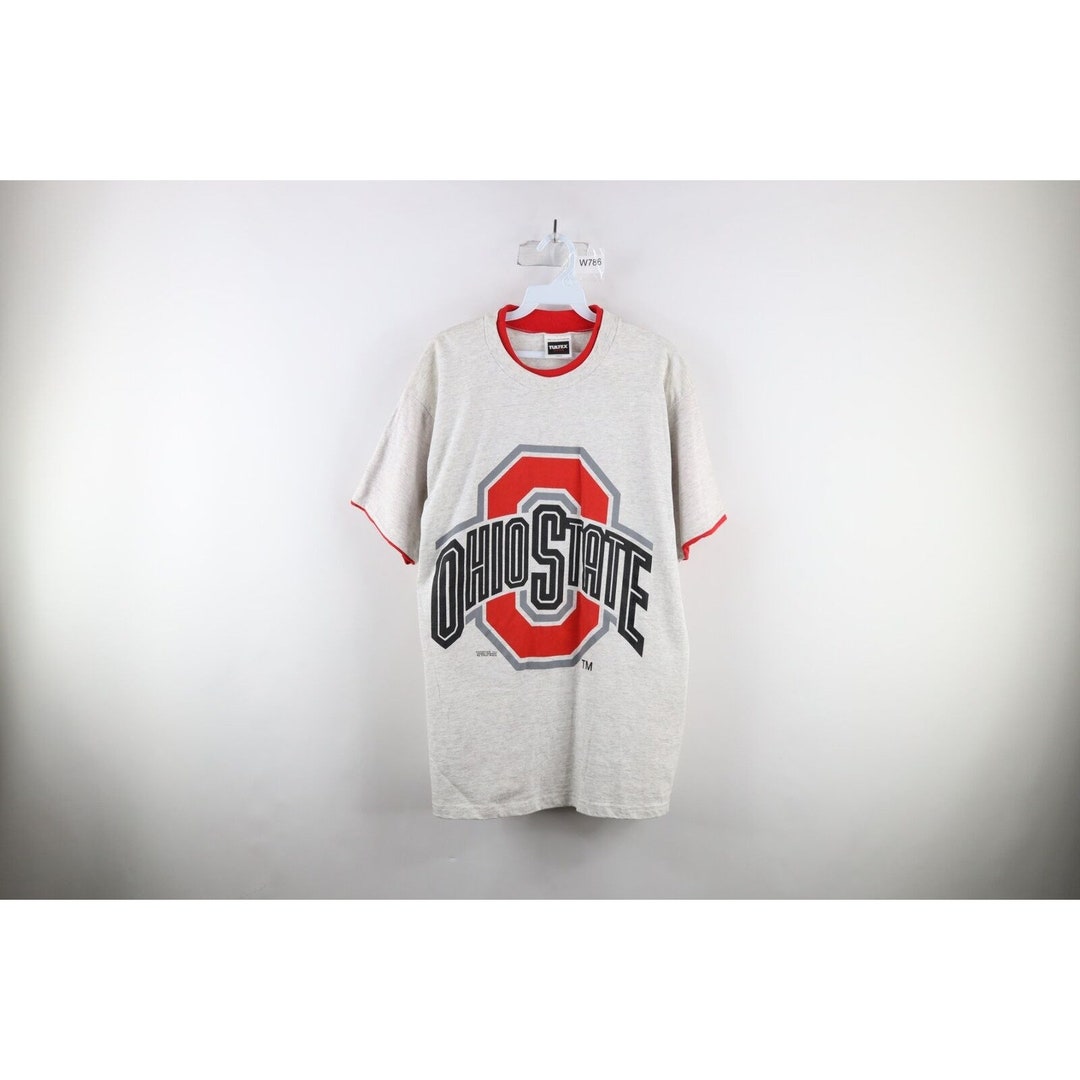 90s Mens Large Spell Out Big Logo Ohio State University T-shirt Gray ...