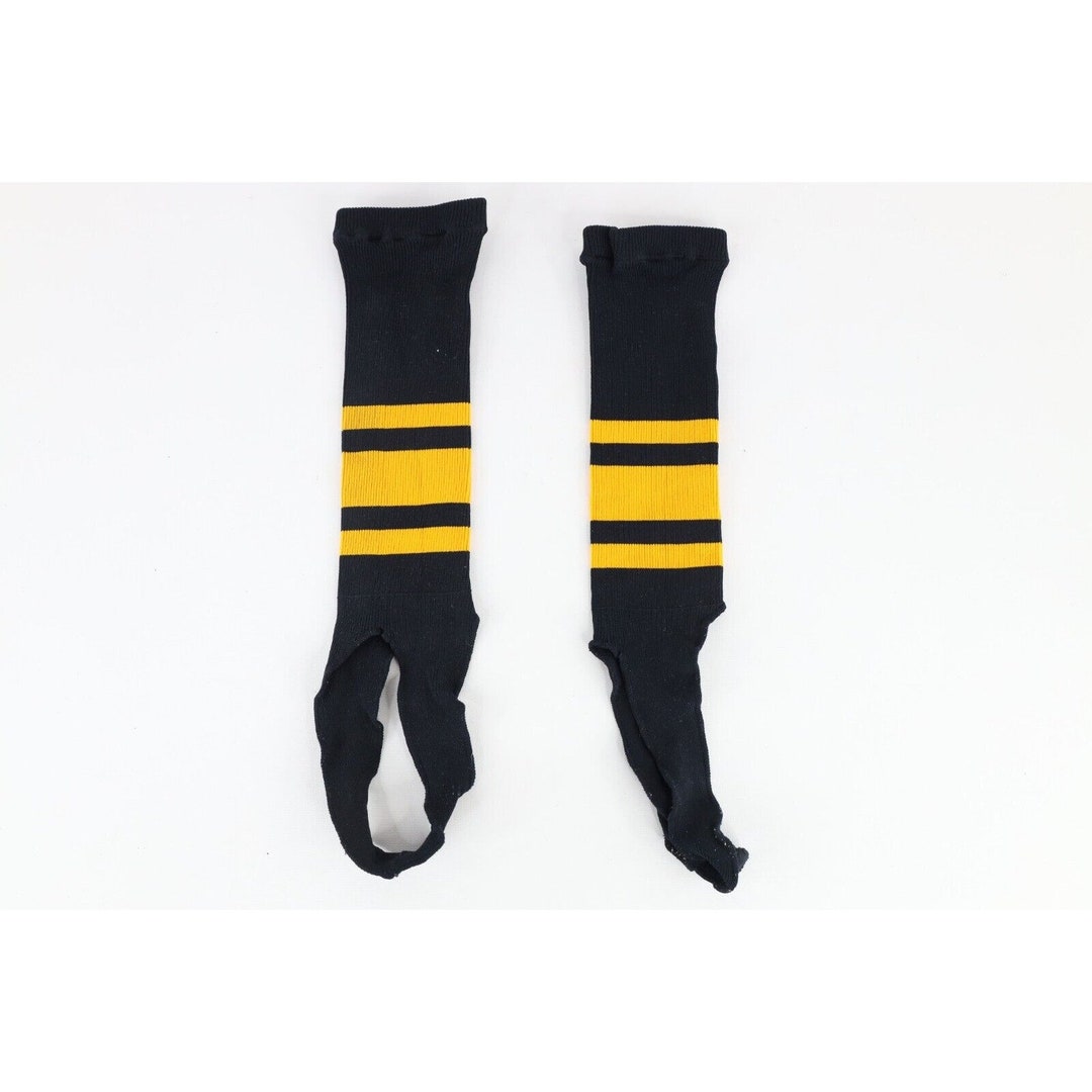 40s 50s Distressed Knit Striped Athletic Uniform Stirrup Socks Black ...