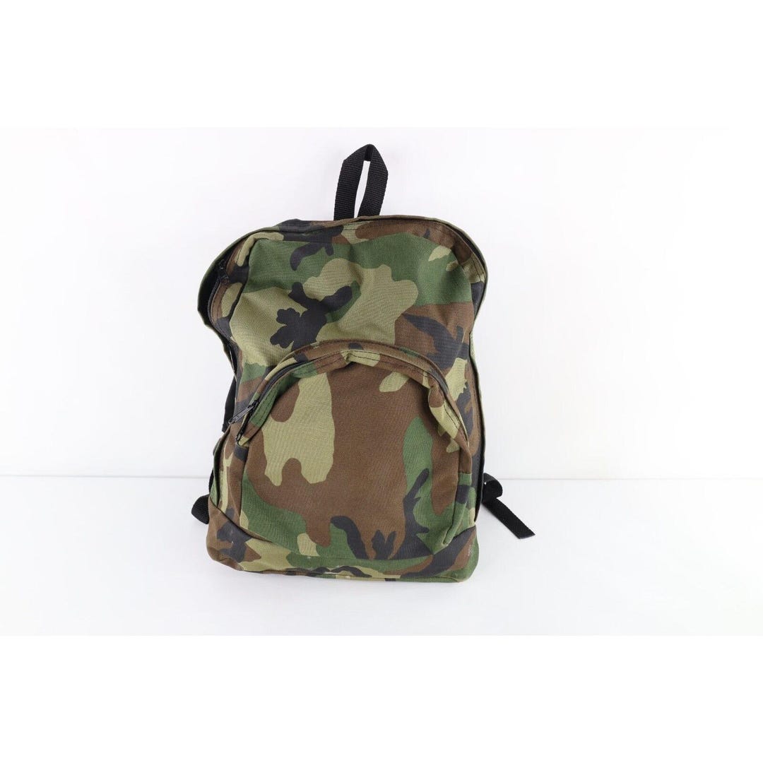 90s Streetwear Military Camouflage Backpack Book Bag Carry on Pack USA ...