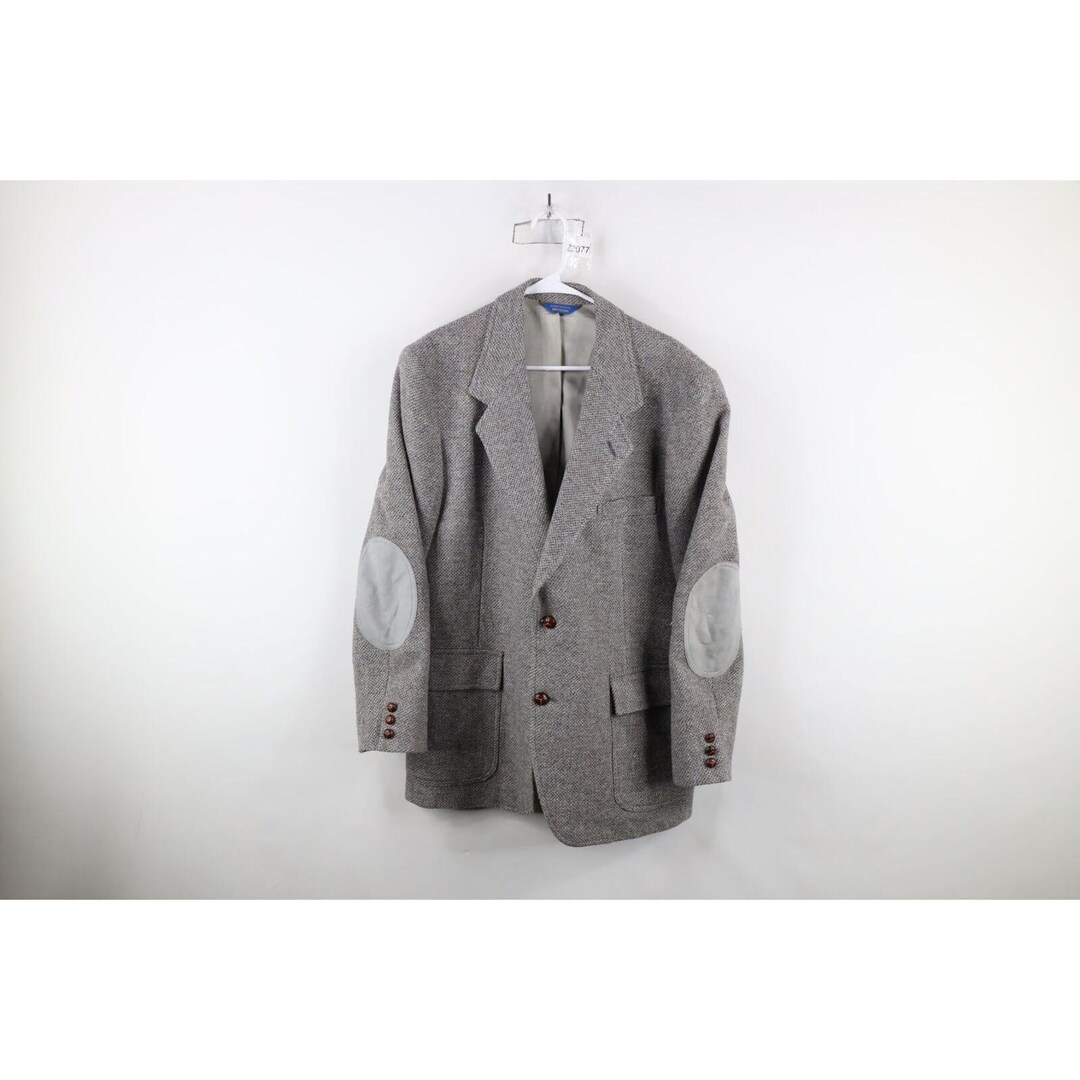 70s Pendleton Mens 44R Leather Elbow Patch Wool Tweed Blazer Suit ...