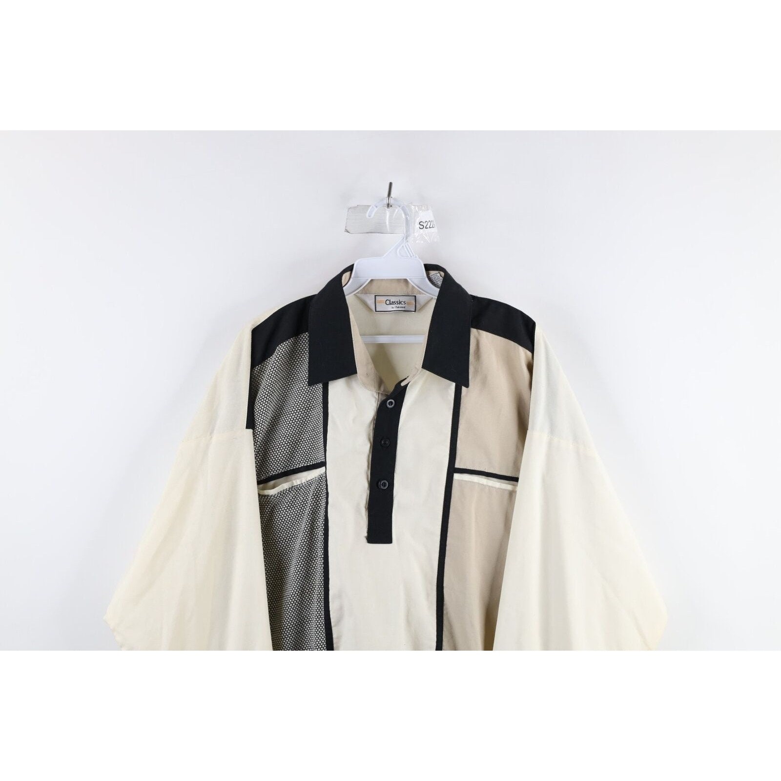 90s Streetwear Mens XL Color Block Collared Pullover Polo Shirt Beige ...
