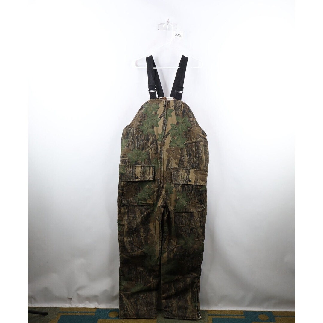 90s Mens Large Reversible Snow Trebark Camouflage Insulated Overalls ...