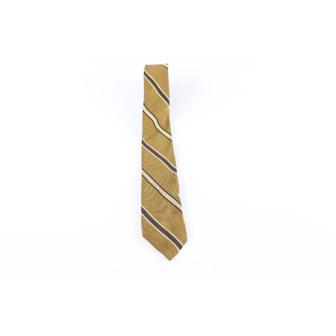 60s 70s Rockabilly Striped Color Block Silk Neck Tie Dress Tie Gold ...