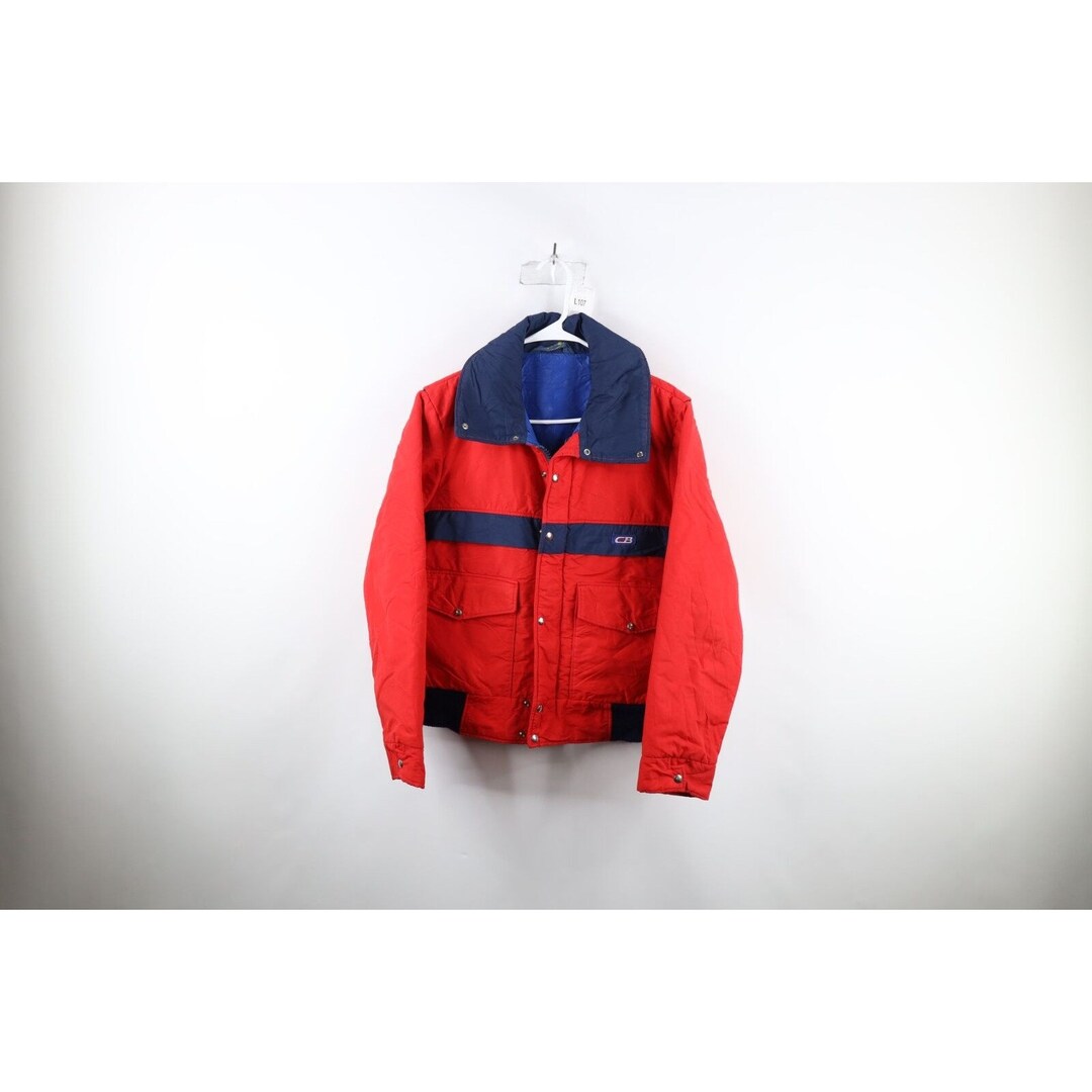 90s Streetwear Mens Large Distressed Color Block Full Zip Winter Jacket ...