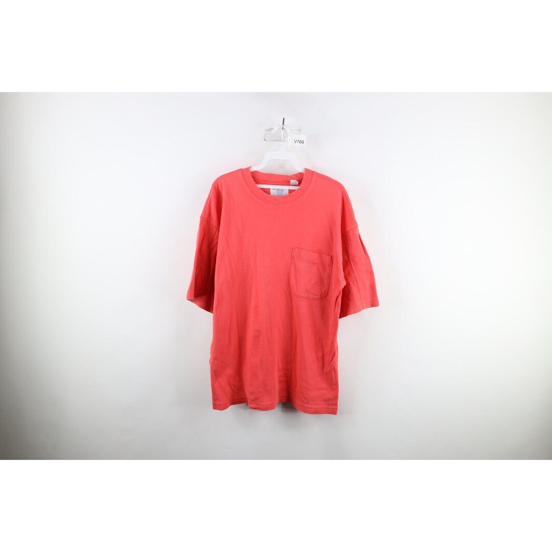 90s IOU Mens Medium Blank Baggy Fit Short Sleeve Pocket T-shirt Salmon ...