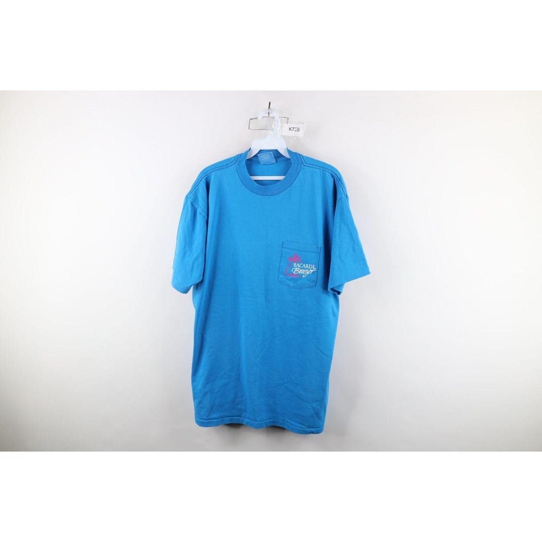 90s Streetwear Mens OSFA Faded Bacardi Rum Breezer Pocket T-shirt USA ...