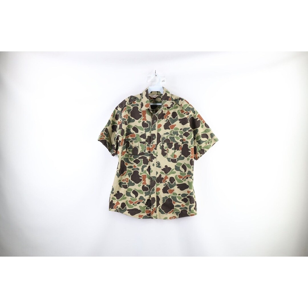 90s Walls Mens Large Faded Camouflage Safari Bush Button Shirt Cotton ...