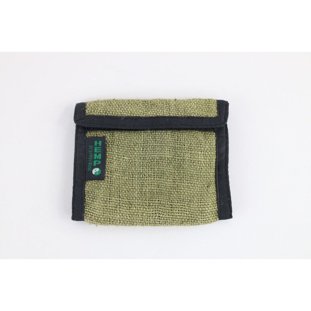 90s Gypsy Rose Hemp Foldable Wallet Coin Holder Bag Pouch Green USA ...