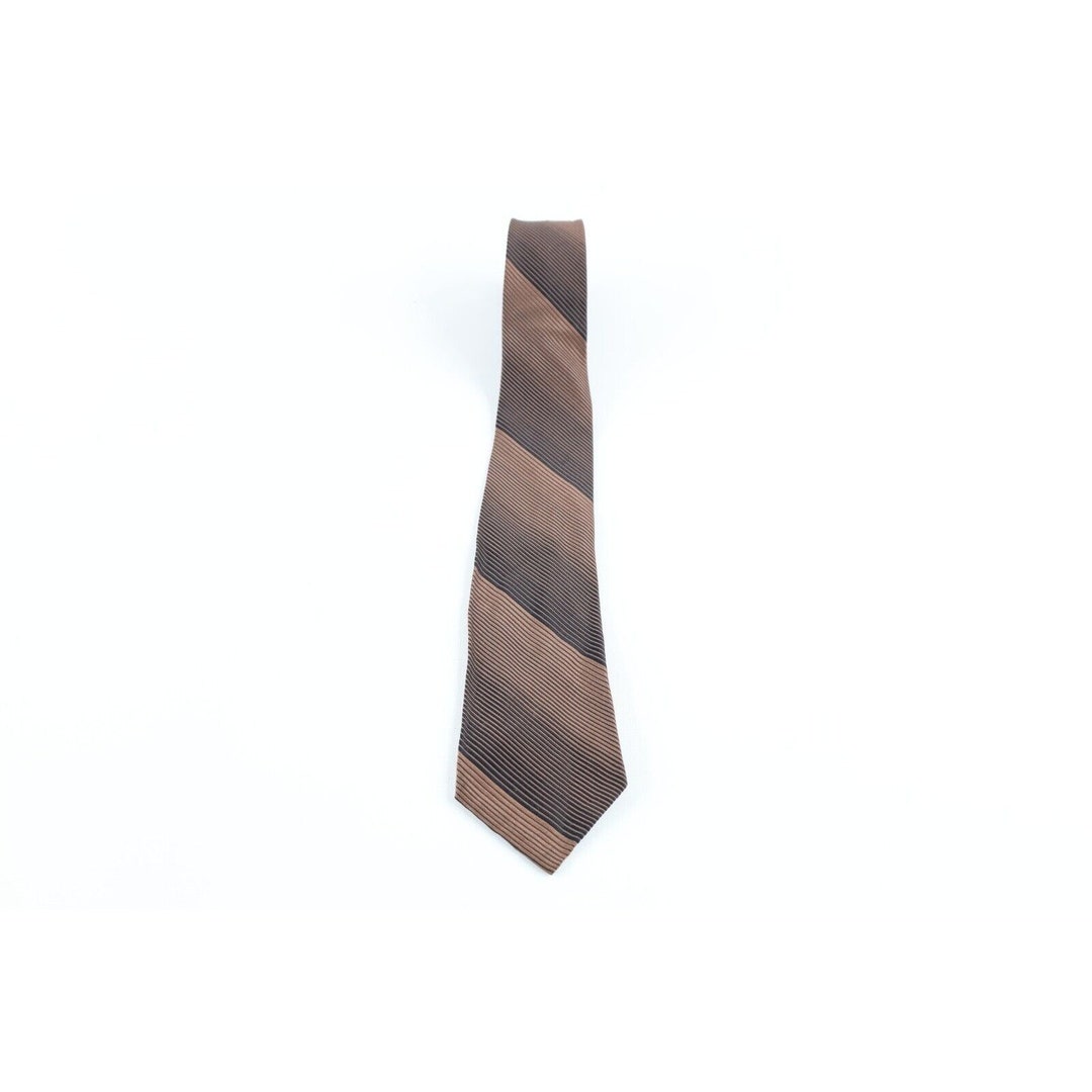50s 60s Rockabilly Silk Striped Color Block Neck Tie Dress Tie Brown ...