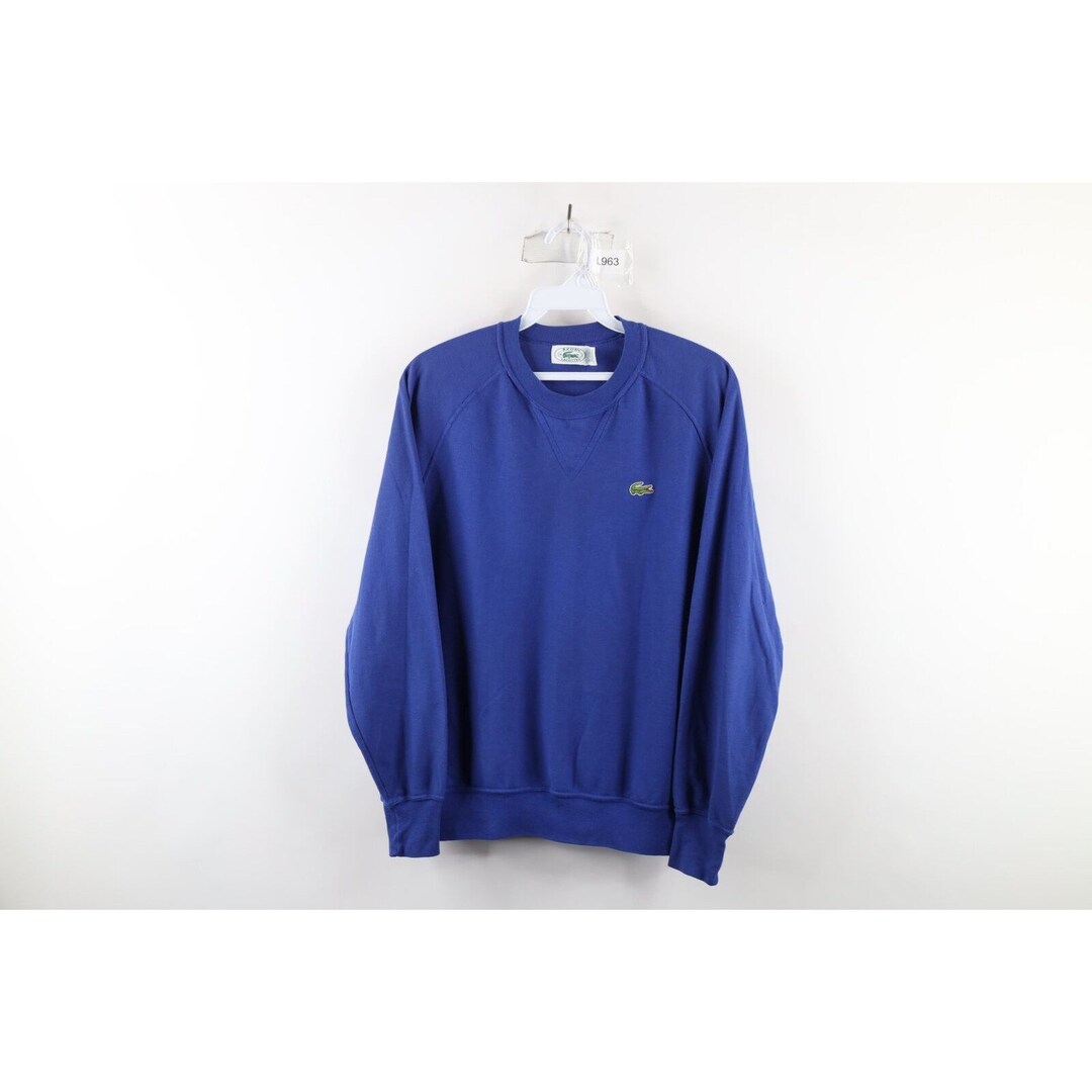 80s Izod Lacoste Mens Lage Croc Logo Pique Cotton Pullover T-shirt Blue ...