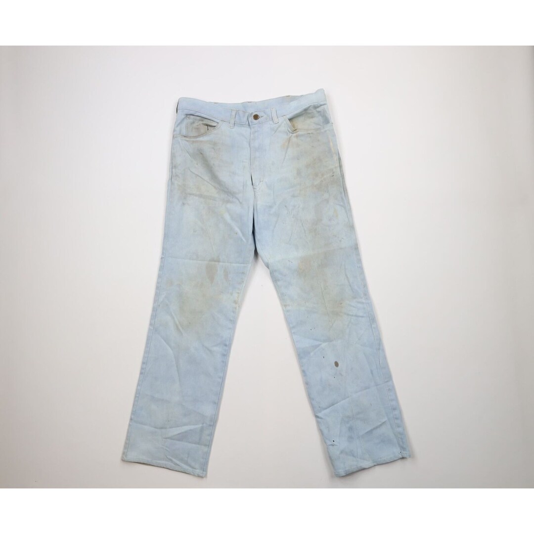 70s Streetwear Mens 36x31 Thrashed Wide Leg Flared Denim Jeans Blue USA ...