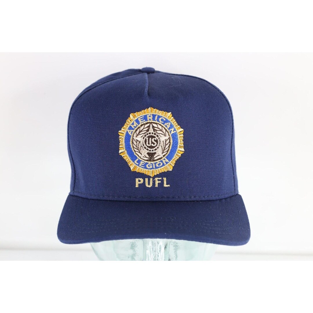 90s Spell Out US American Legion PUFL Crest Snapback Hat Cap Blue USA ...