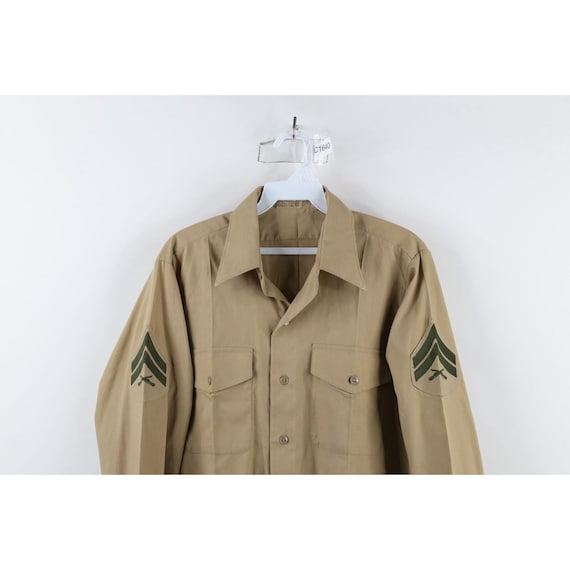 80s Military Mens 15 33 USMC Marines Collared Button … - Gem