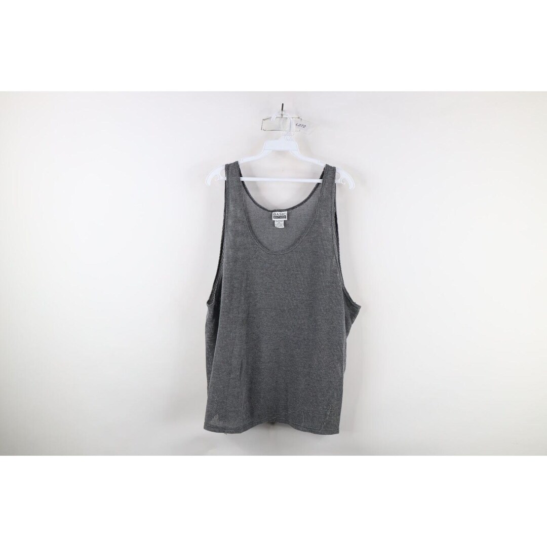 90s Streetwear Mens Size XL Faded Blank Mesh Tank Top T-shirt Gray USA ...