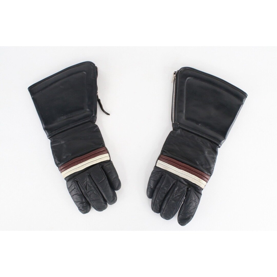 70s Honda Racing Striped Insulated Leather Snowmobile Riding Gloves L ...