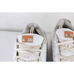 90s Converse Mens 10 Distressed Spell Out Leather Shell Toe Shoes White ...