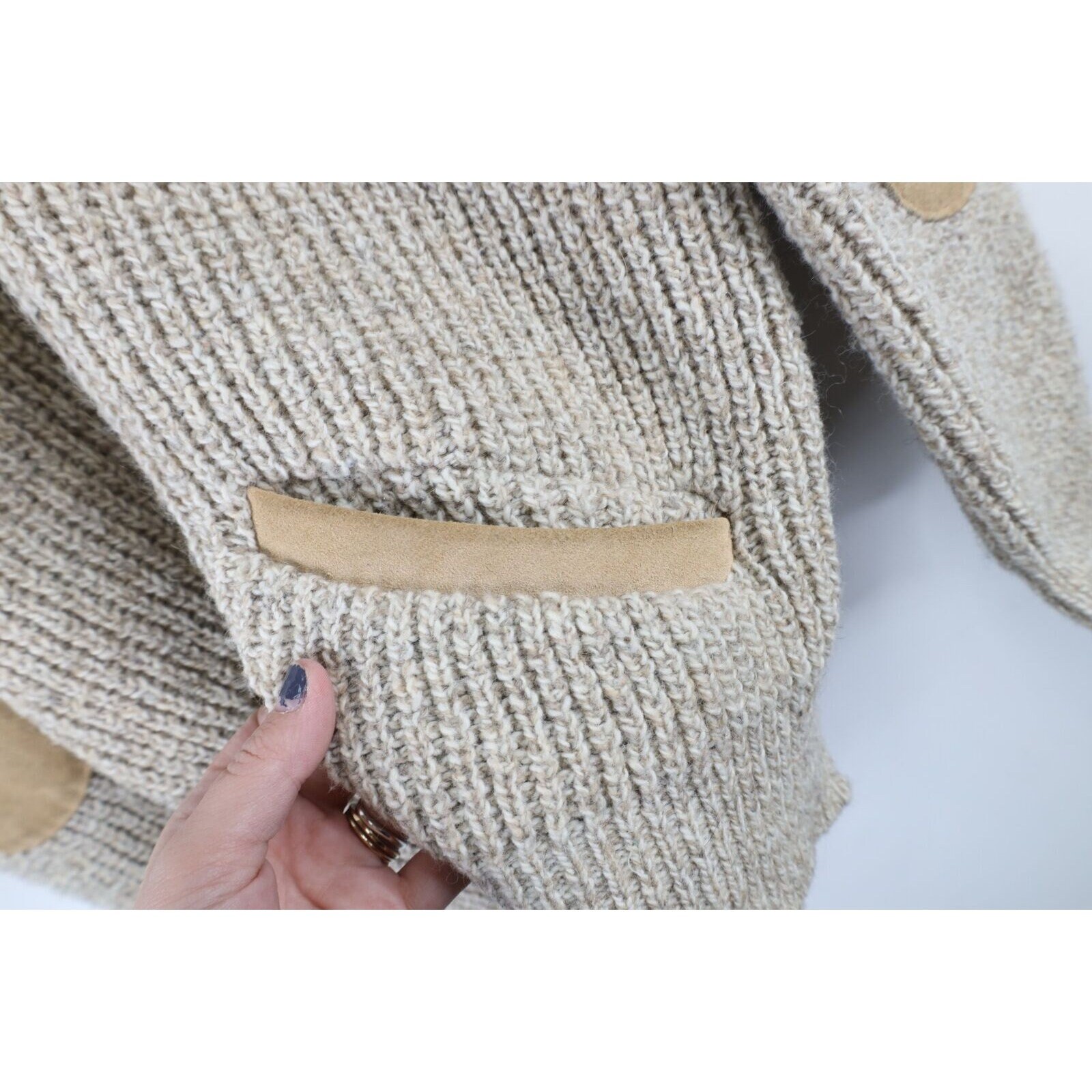 70s Orvis Mens S Leather Elbow Patch Wool Knit Full Zip Cardigan ...