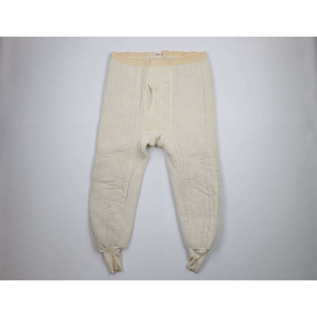 40s 50s BVD Mens L Distressed Thermal Waffle Knit Lined Insulated Pants ...
