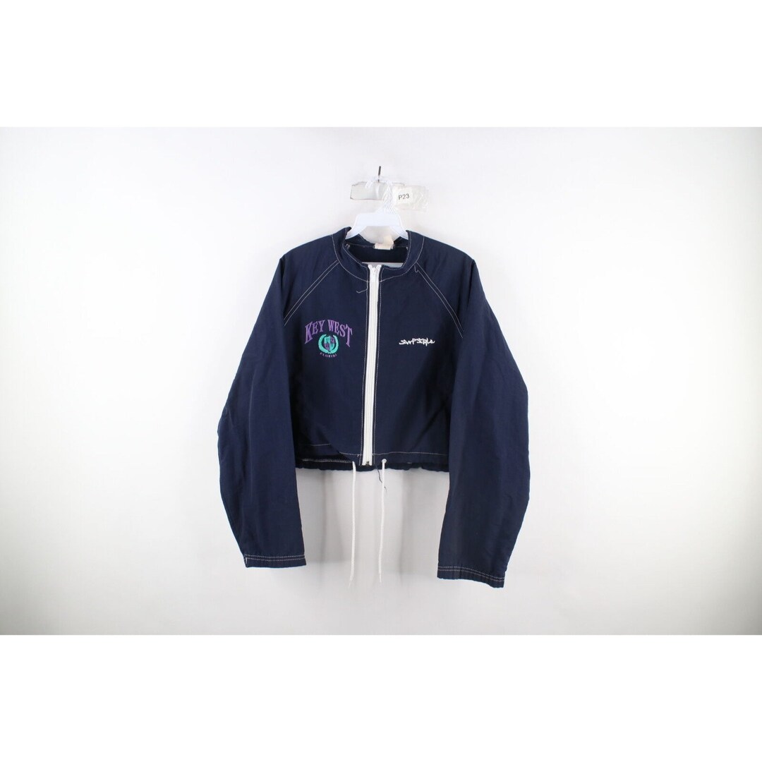 90s Surf Style Womens M / L Key West Florida Cropped Windbreaker Jacket ...