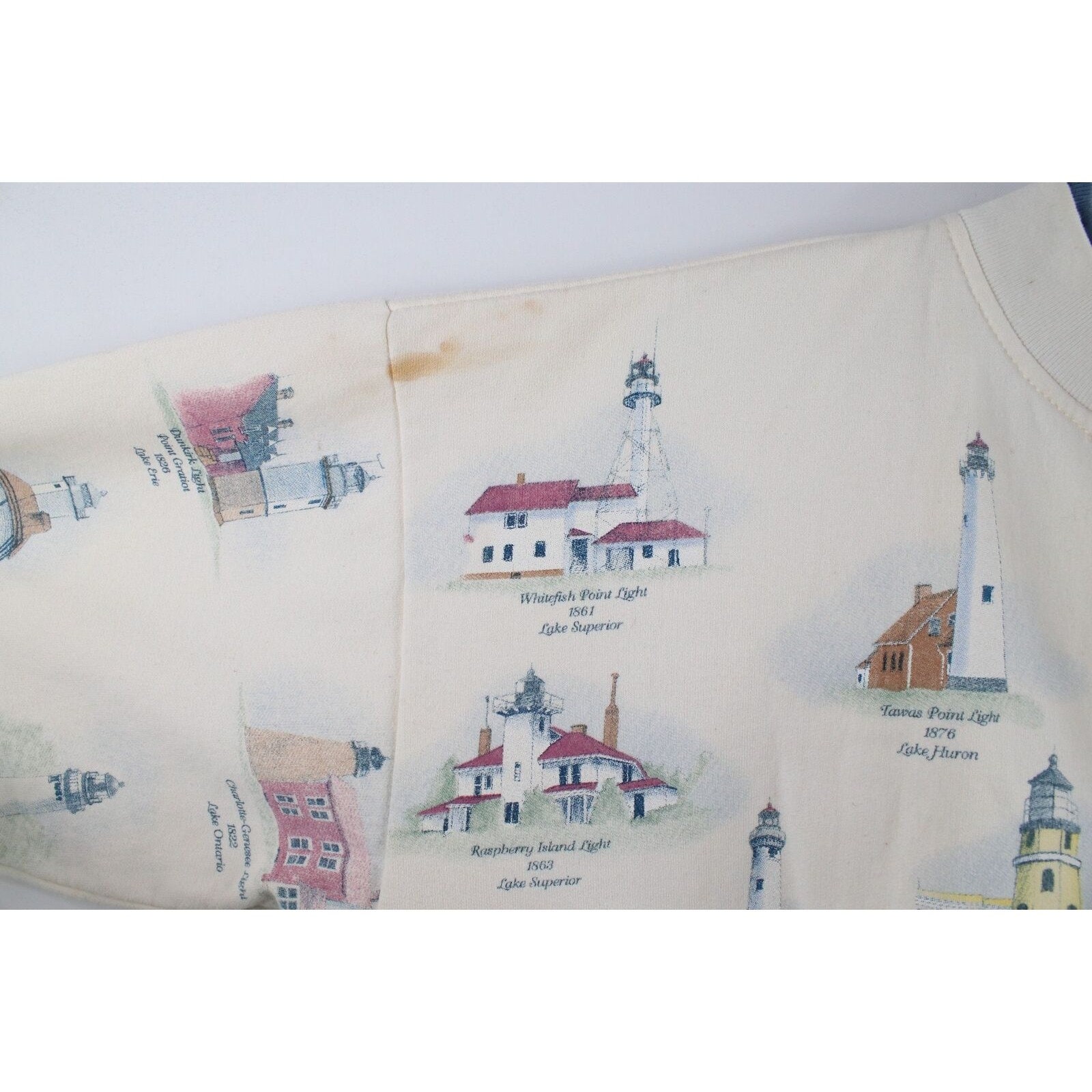 90s Streetwear Womens L All Over Print Lighthouse Cardigan Sweatshirt ...