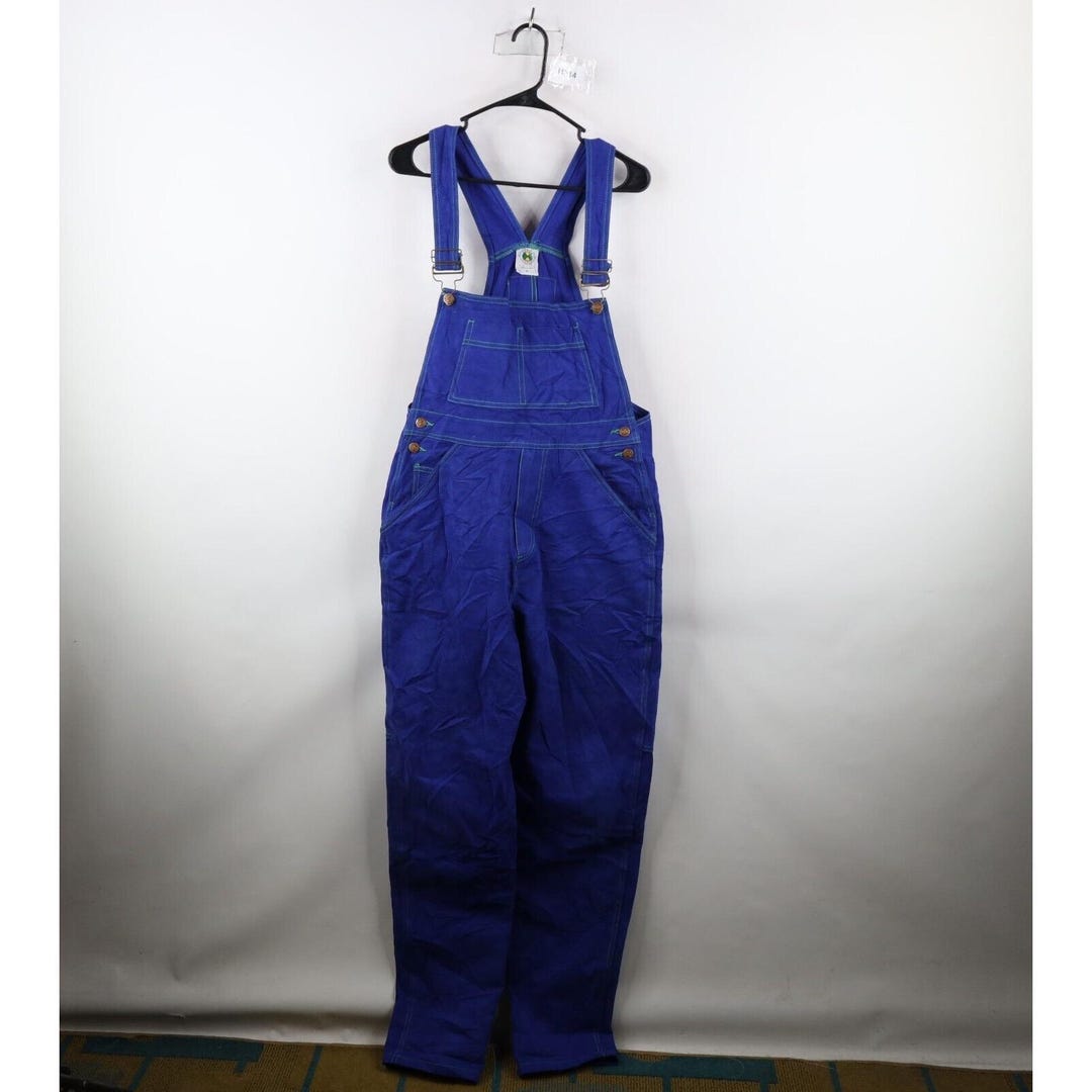 90s Cross Colours Mens Medium Distressed Spell Out Denim Overalls Blue ...