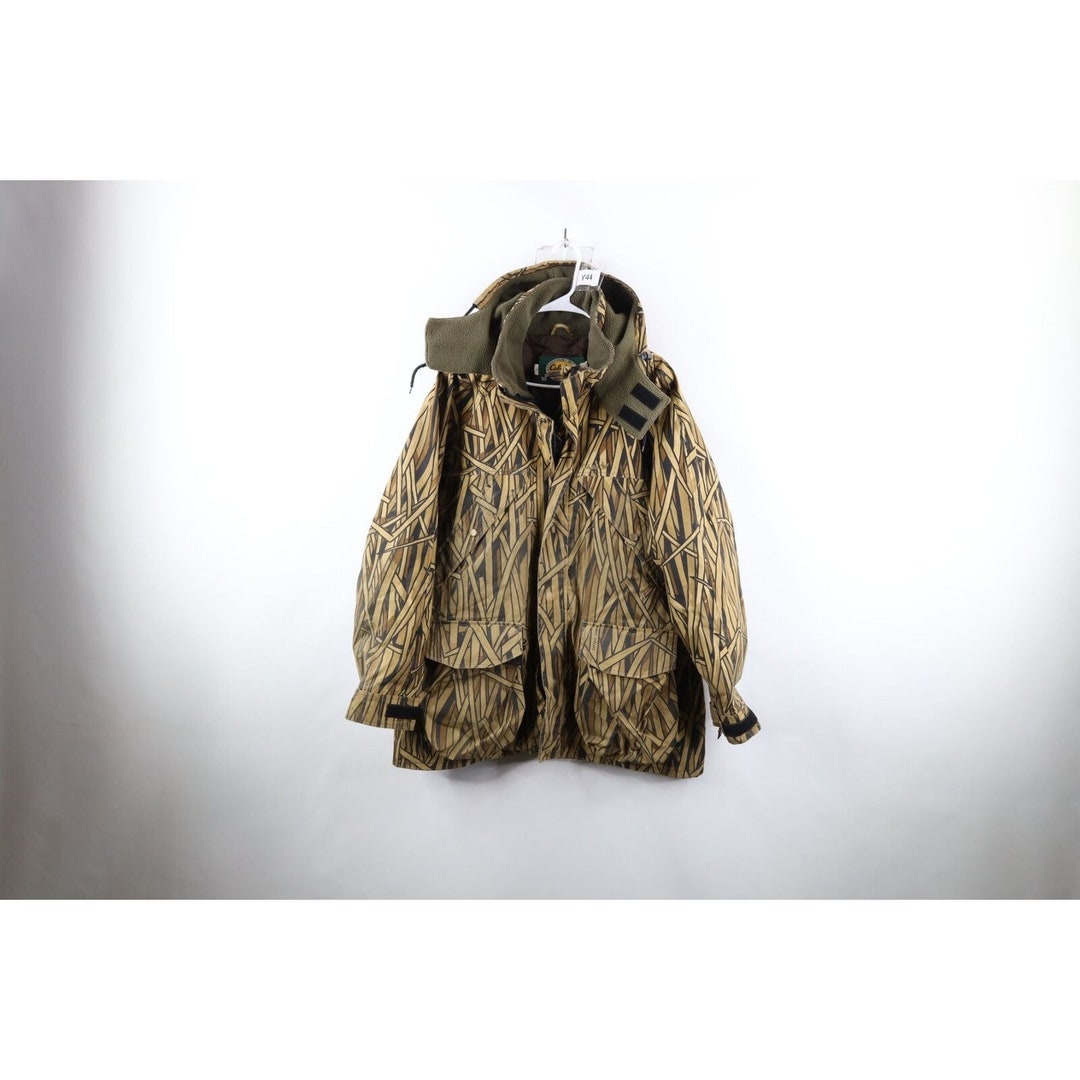 90s Cabelas Mens XL Goretex Waterproof Cattail Camouflage Hooded Jacket ...