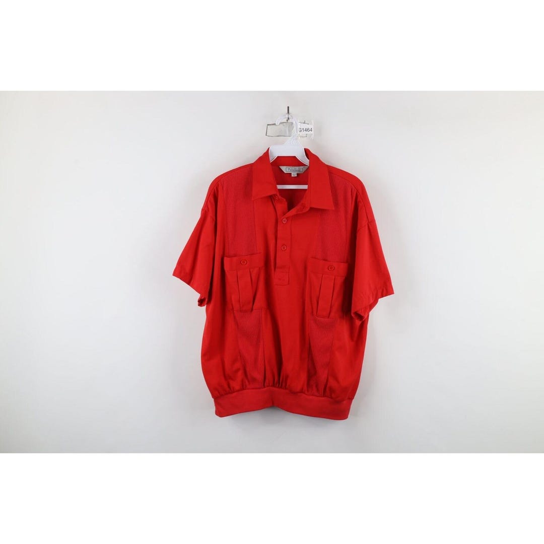 90s Streetwear Mens Large Faded Collared Pullover Polo Shirt Mafia Red ...
