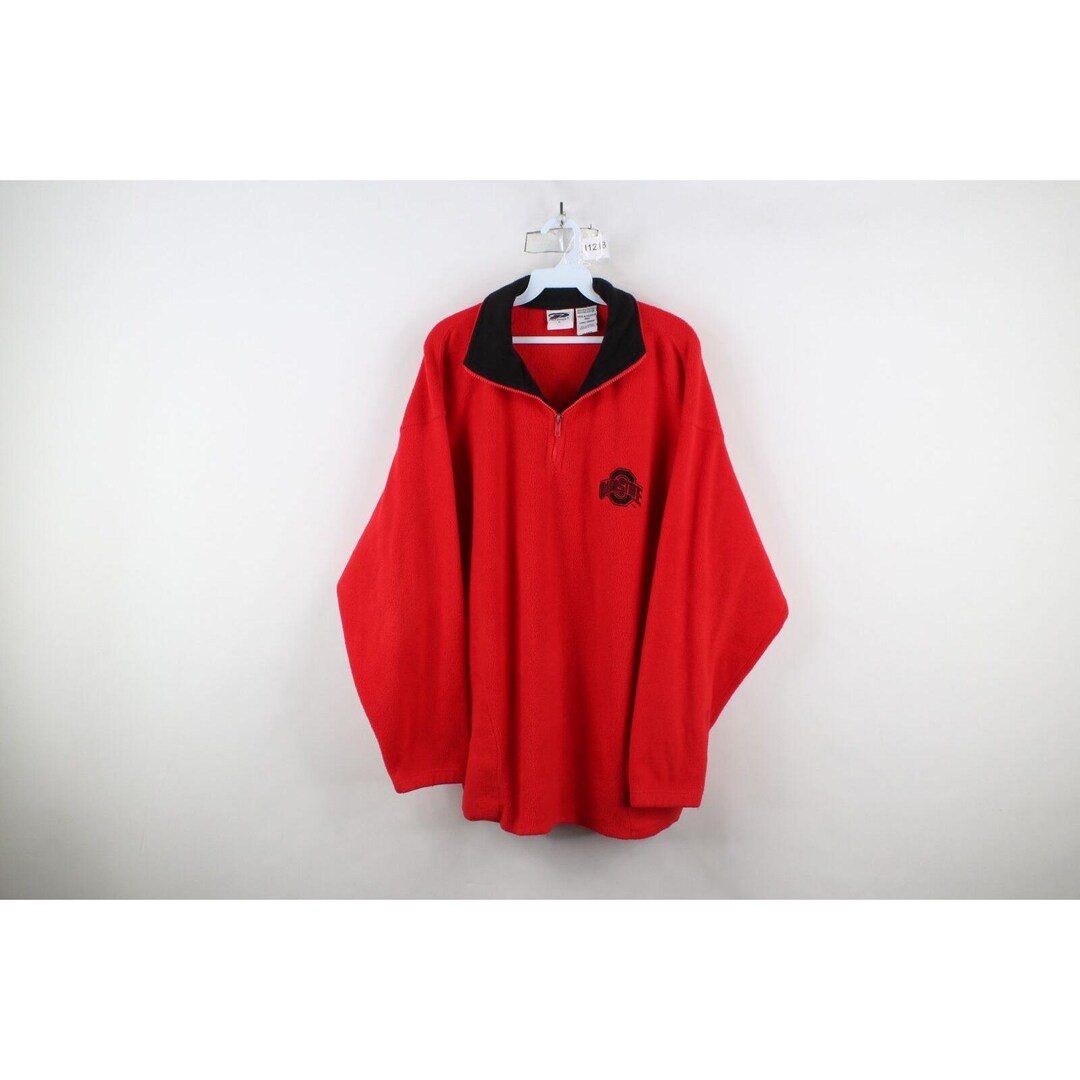 90s Mens Large Spell Out Ohio State University Half Zip Fleece Sweater ...