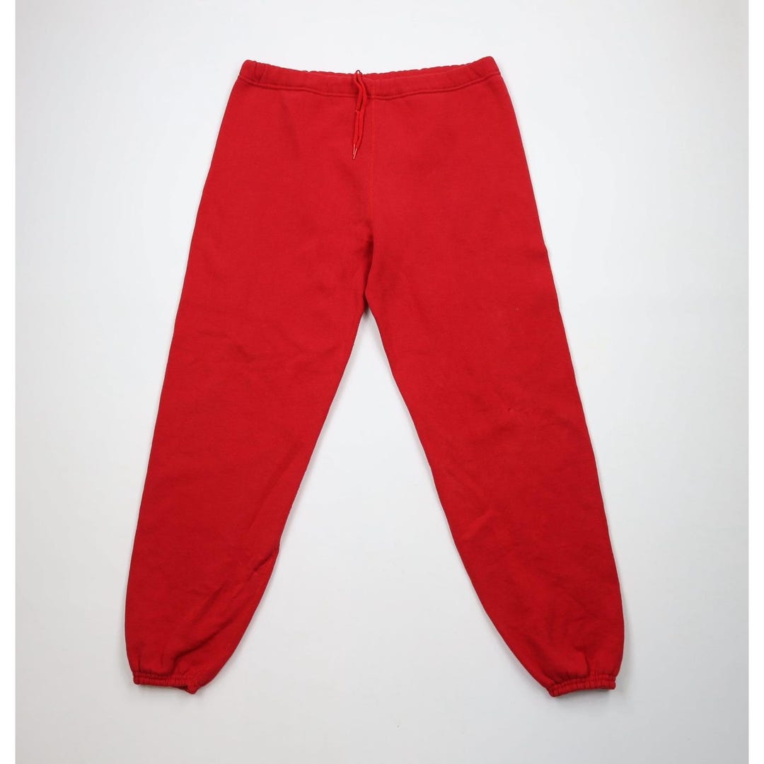 80s 90s Streetwear Mens XL Faded Blank Heavy Sweatpants Joggers Red USA ...