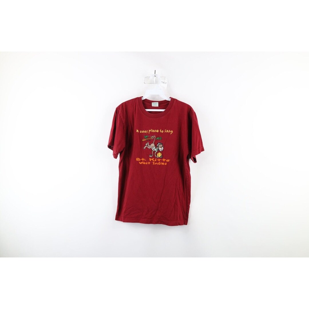 90s Streetwear Mens Small Faded Monkey St Kitts West Indies T-shirt Red ...
