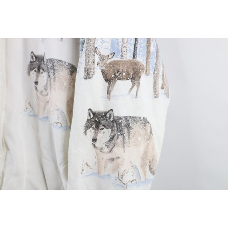 90s Womens XL All Over Print Christmas Nature Snow Cardigan Sweatshirt ...