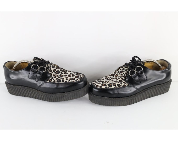 90s Goth Punk Rock Mens 10 Cheetah Chunky Leather Platform Creepers ...