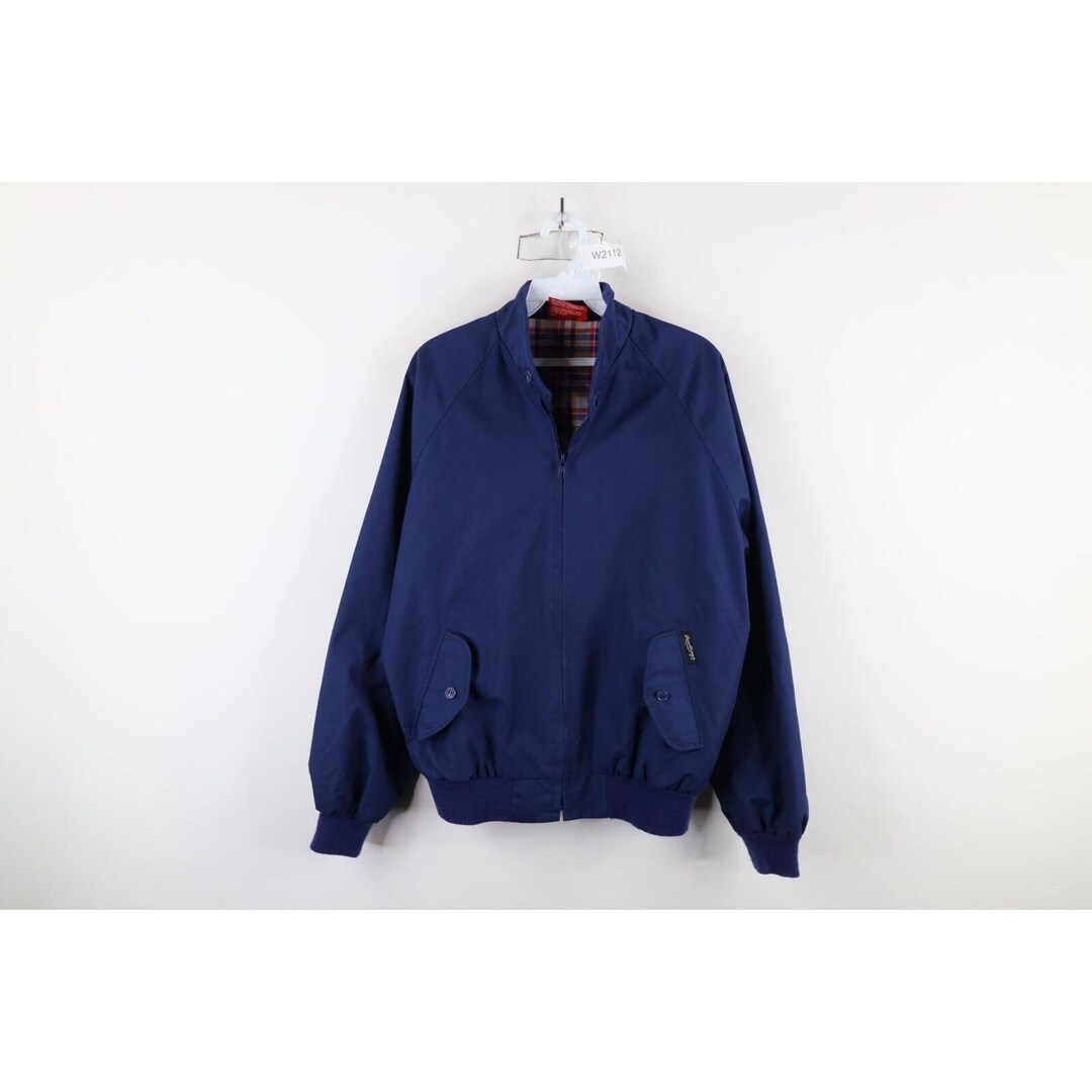 80s 90s Rawlings Mens Medium Faded Lined Cafe Racer Bomber Jacket Blue ...