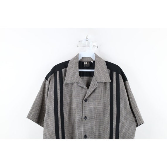 90s IOU Mens Large Baggy Fit Zig Zag Striped Collared… - Gem