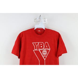 80s Mens Small Spell Out Yba NBA Players YMCA Short Sleeve T-shirt Red ...