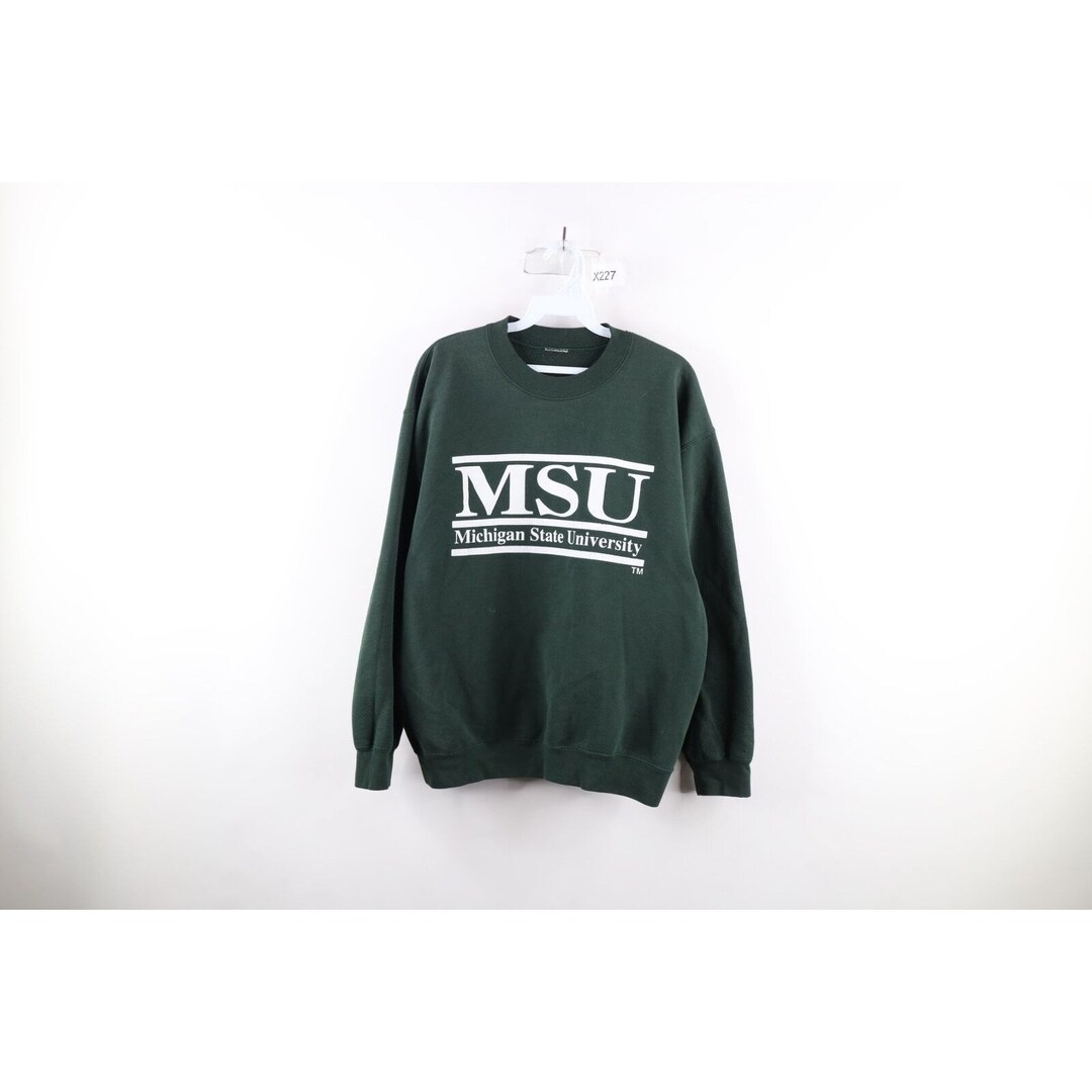90s Mens Medium Faded Spell Out Michigan State University Sweatshirt ...