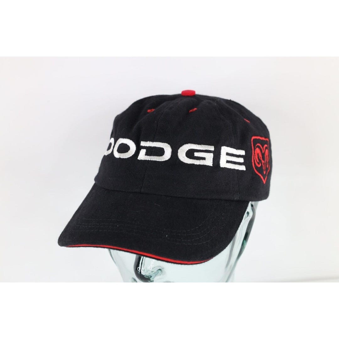 90s NASCAR Spell Out Dodge Car Racing Strapback Hat Cap Black Cotton ...