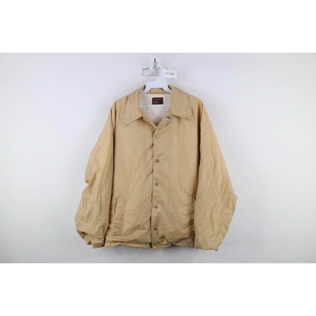 70s Streetwear Mens Medium Lined Coach Coaches Windbreaker Jacket Beige ...