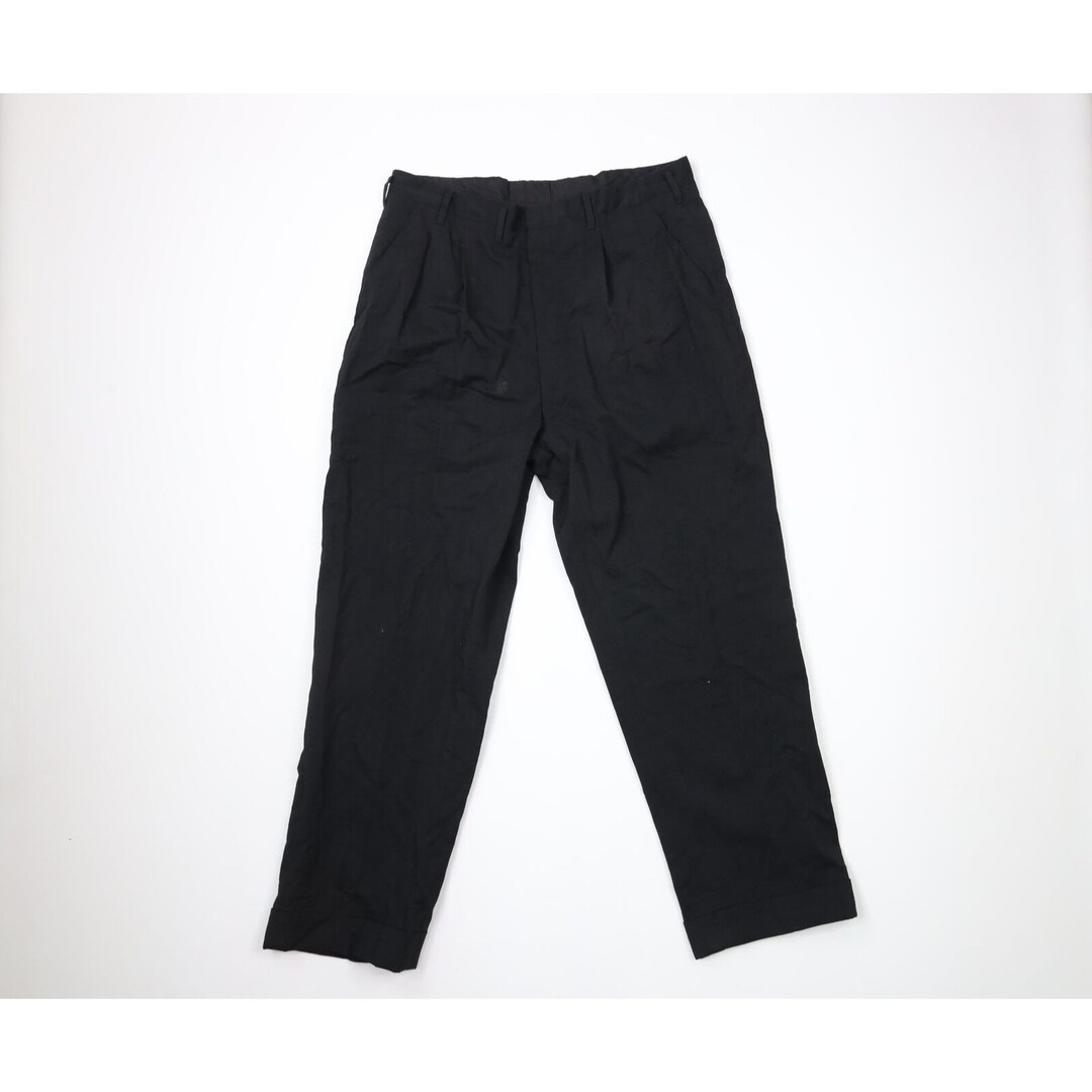 50s Streetwear Mens 34x28 Distressed Pleated Cuffed Wool Pants Trousers ...
