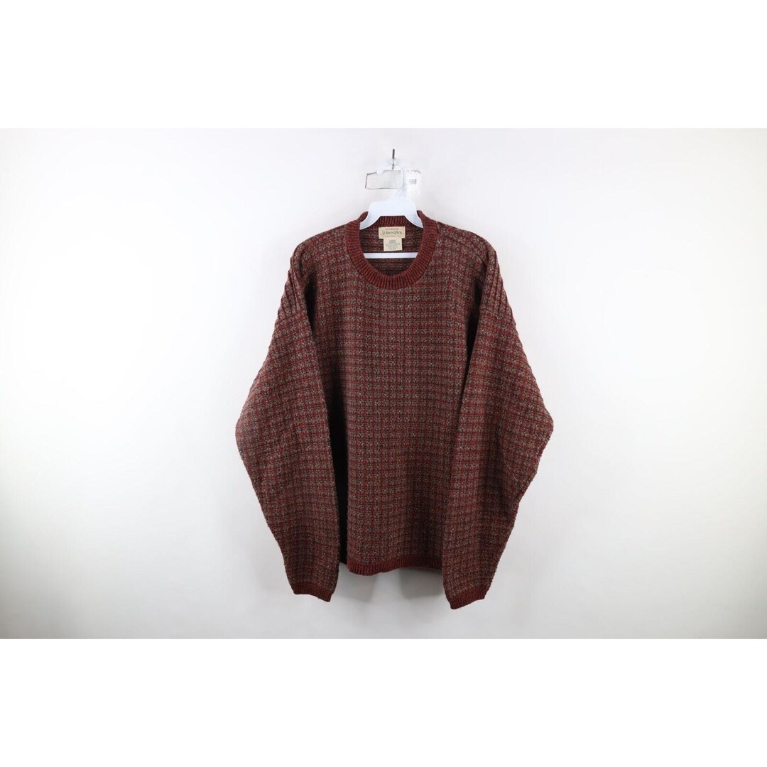 90s Streetwear Mens Large Faded Textured Ribbed Knit Dad Sweater USA ...