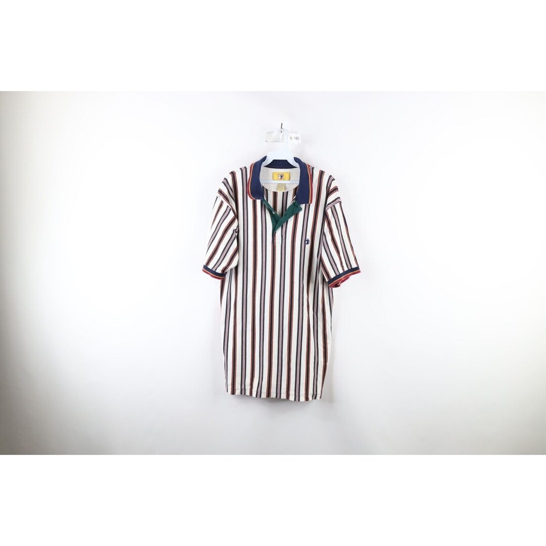 90s Streetwear Mens Large Rainbow Striped Collared Golf Polo Shirt ...