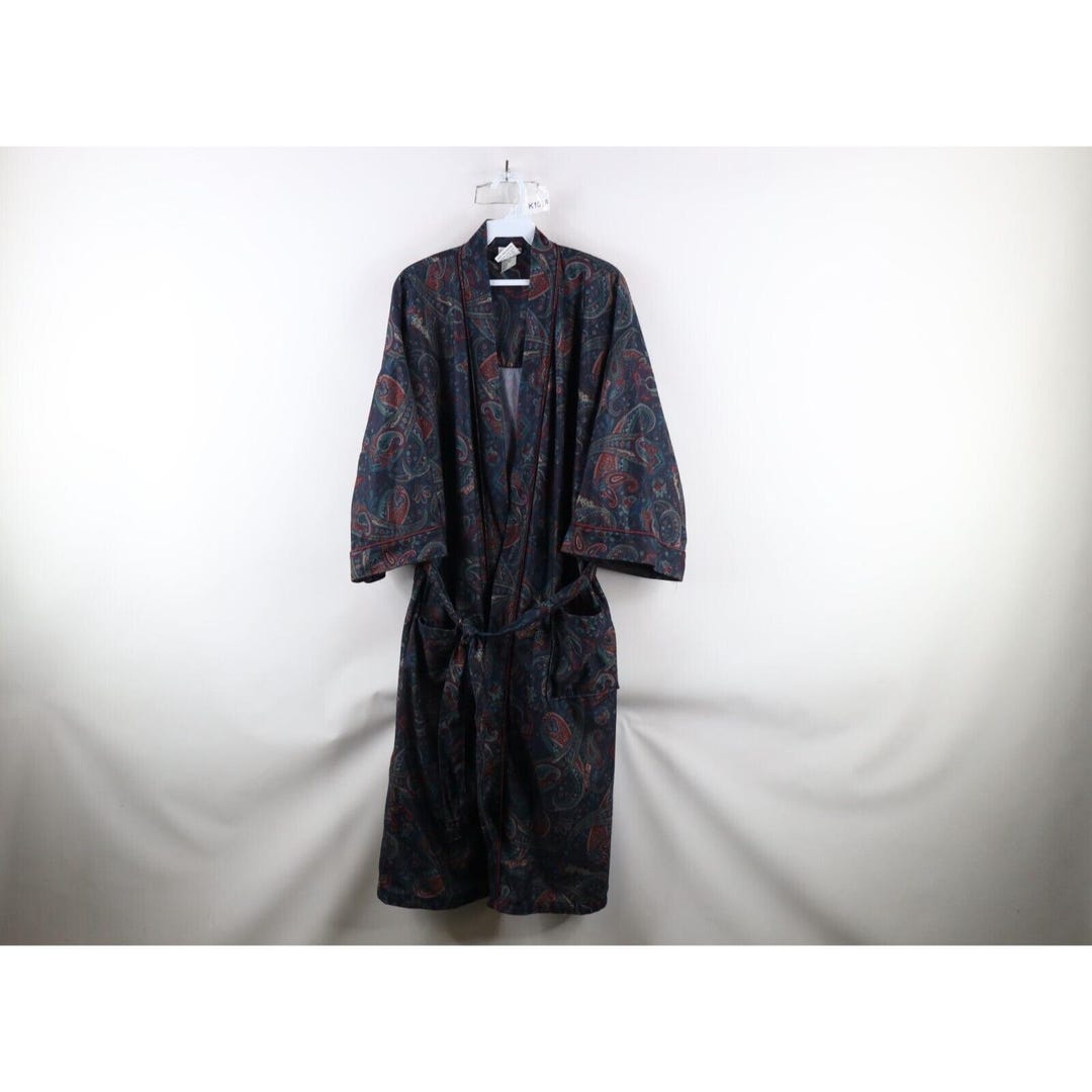 90s Streetwear Mens OSFA Rainbow Paisley Soft Cloth Belted Bath Robe ...