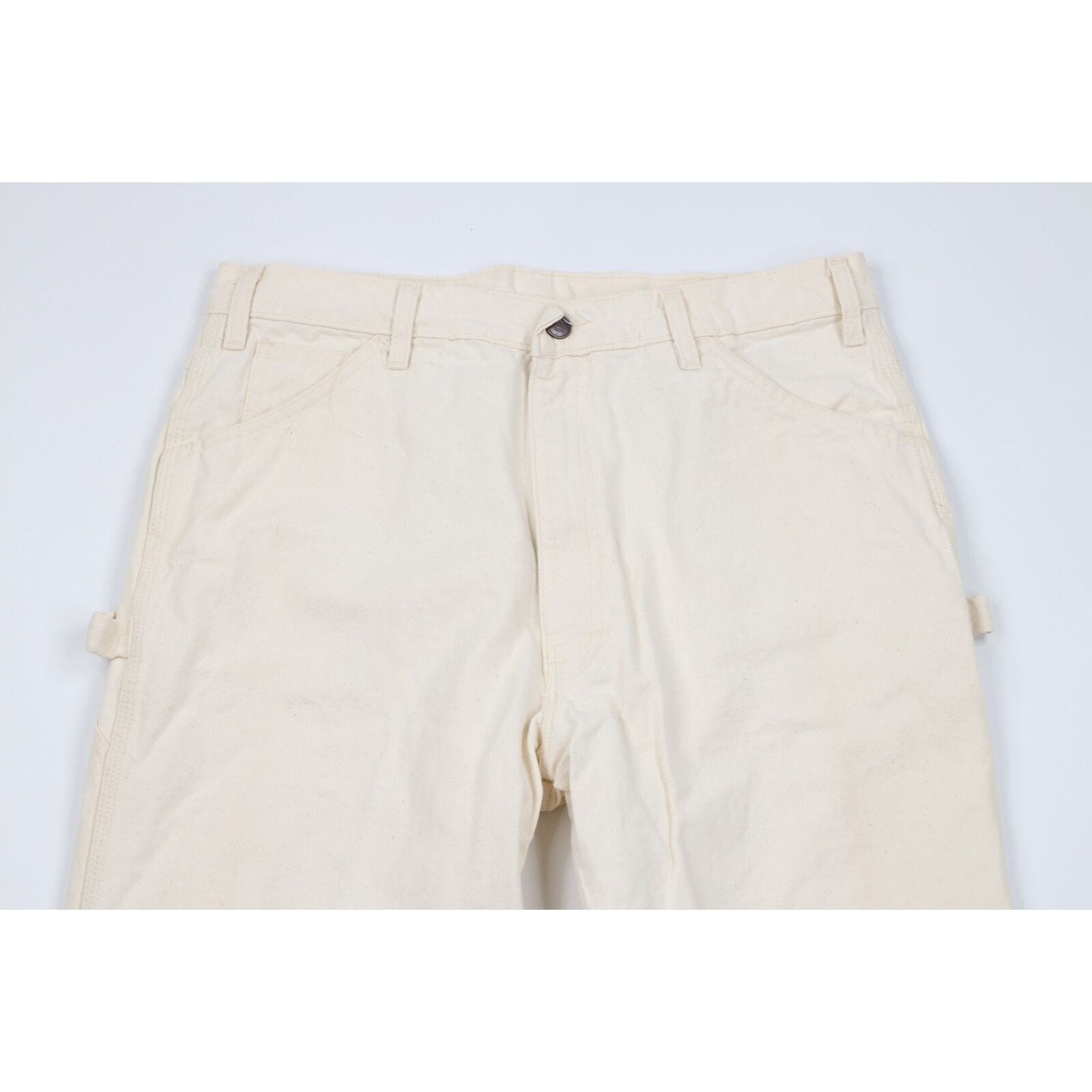 90s Dickies Mens 34x34 Spell Out Wide Leg Dungaree Painter Pants Cream ...