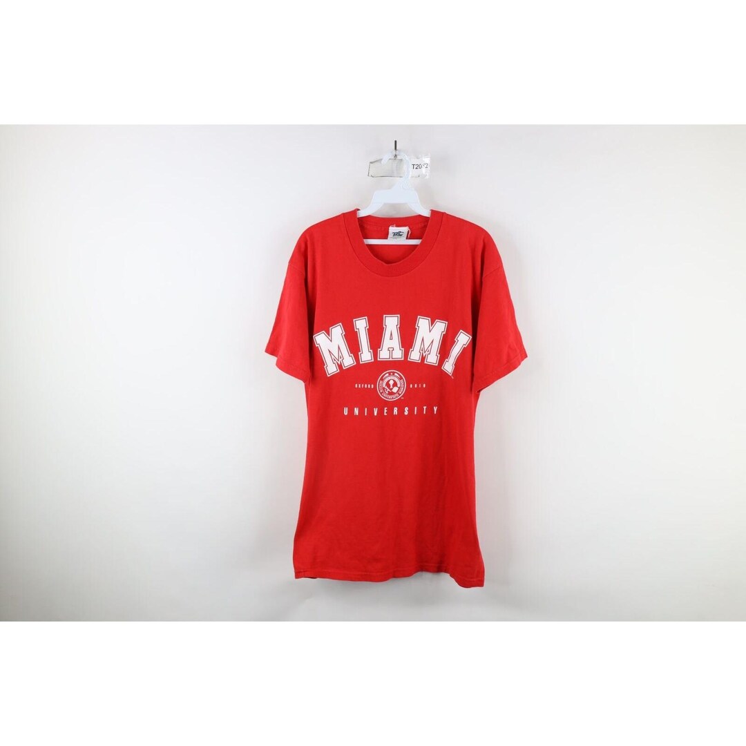 90s Mens Large Spell Out Miami University of Ohio Short Sleeve T-shirt ...