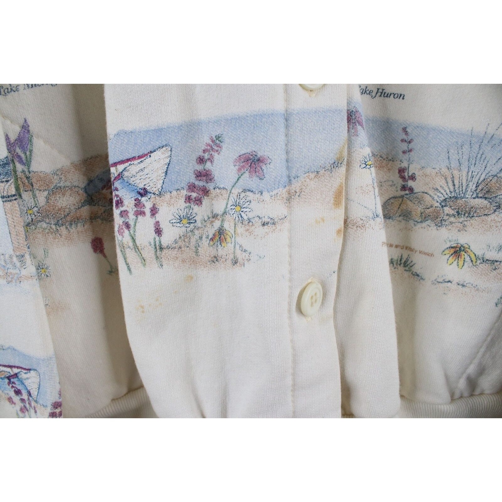 90s Streetwear Womens L All Over Print Lighthouse Cardigan Sweatshirt ...