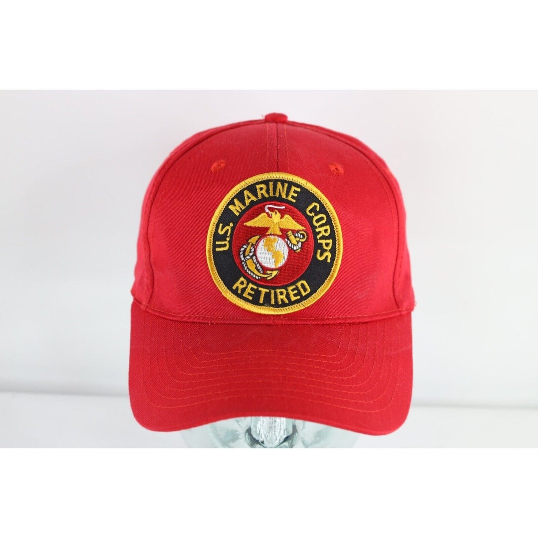 90s Spell Out United States Marine Corps Retired Snapback Hat Cap Red ...