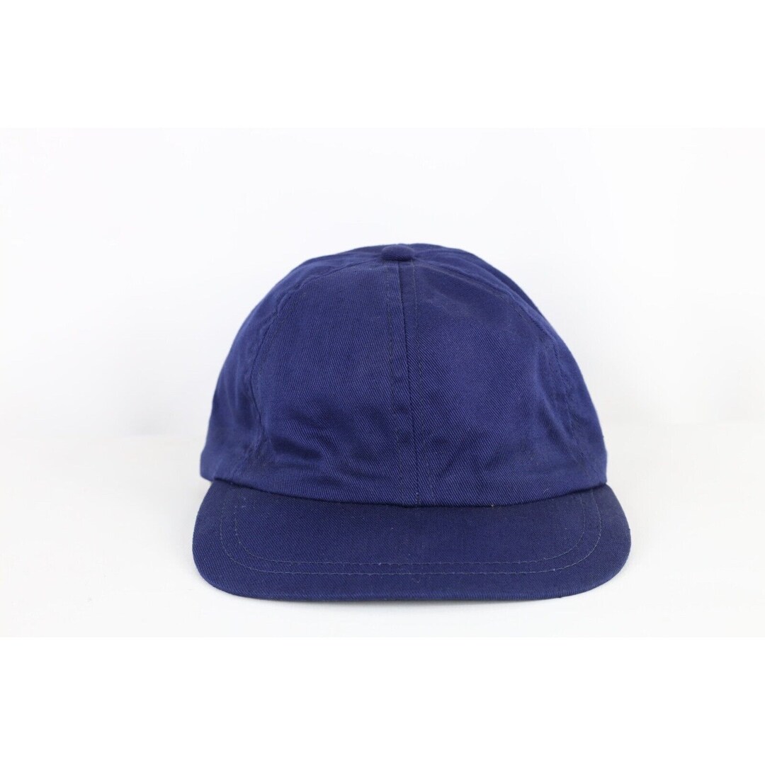 NOS Vintage 60s Streetwear Blank Leather Lined Fitted Hat Cap Navy Blue ...