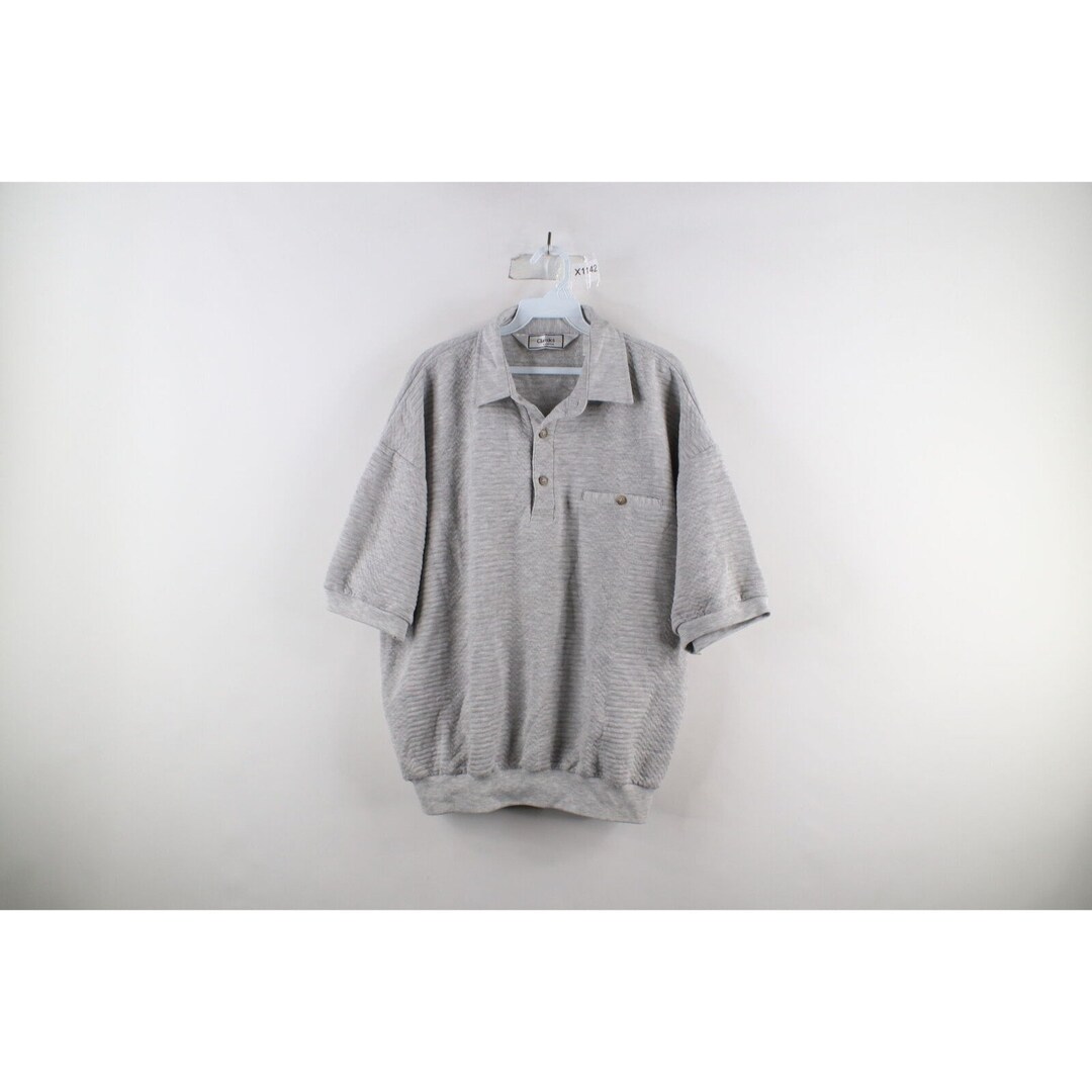 90s Streetwear Mens Large Faded Textured Collared Pullover Polo Shirt ...